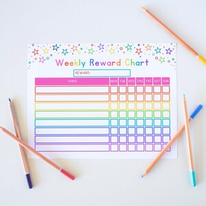 Kids Weekly Reward Chart Printable, Positive Reinforcement, Editable ...