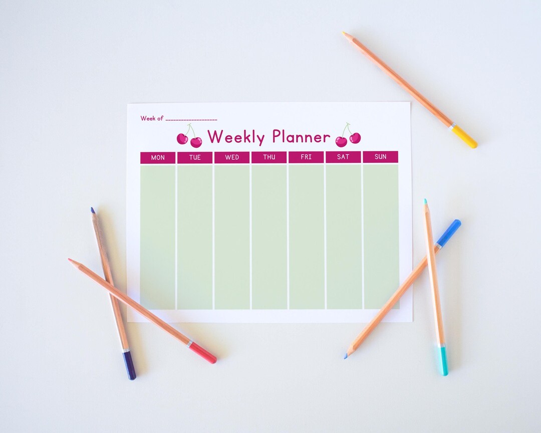 Kids Weekly Planner Printable, Kids Weekly Agenda, Kids Weekly Schedule ...