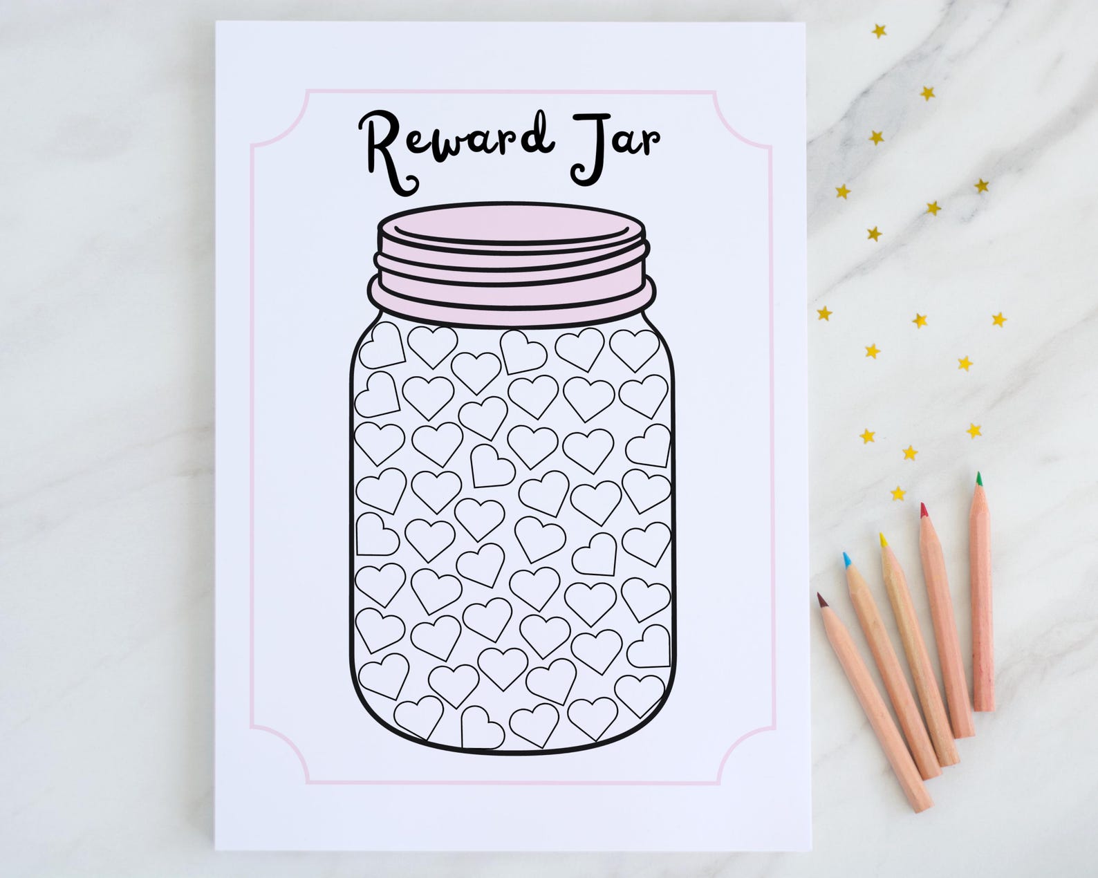 Kids Printable Reward Jar, Kids Reward Chart, Marble Jar, Kids Points ...