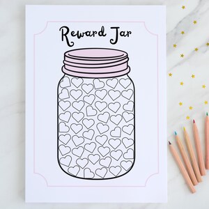 Kids Printable Reward Jar, Kids Reward Chart, Marble Jar, Kids Points ...