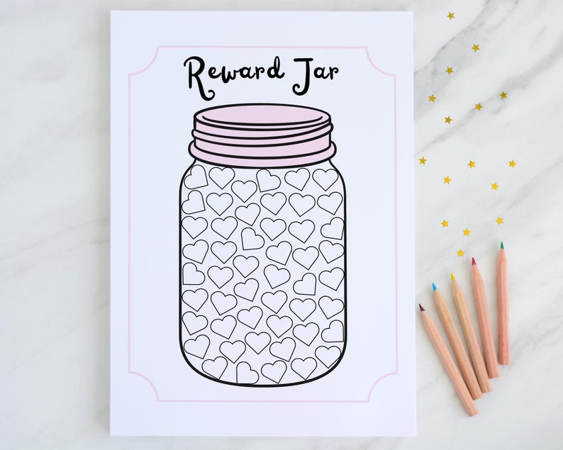 Kids Printable Reward Jar, Kids Reward Chart, Marble Jar, Kids Points ...