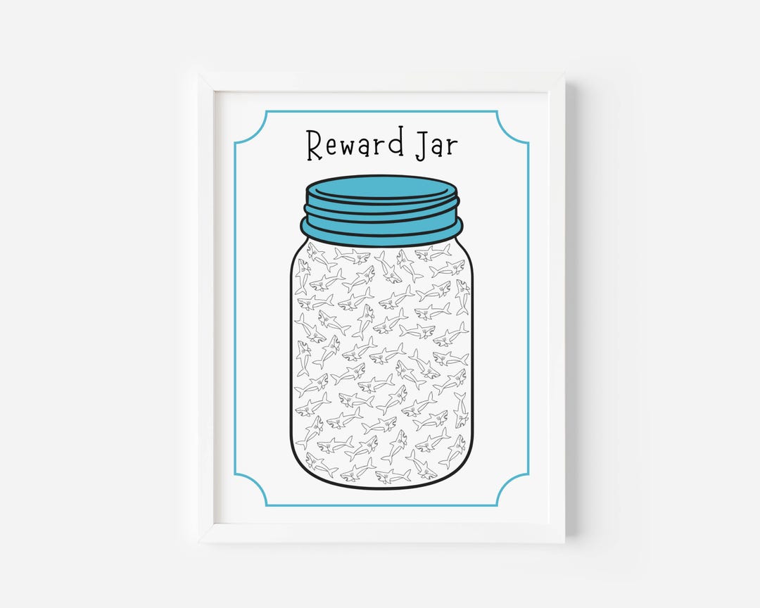 50 Sharks Kids Printable Reward Jar, Kids Reward Chart, Kids Points ...