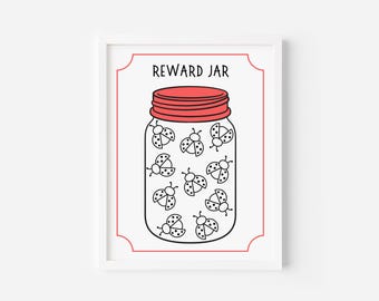 Kids Printable Reward Jar, Kids Reward Chart, Kids Points Chart, Marble ...