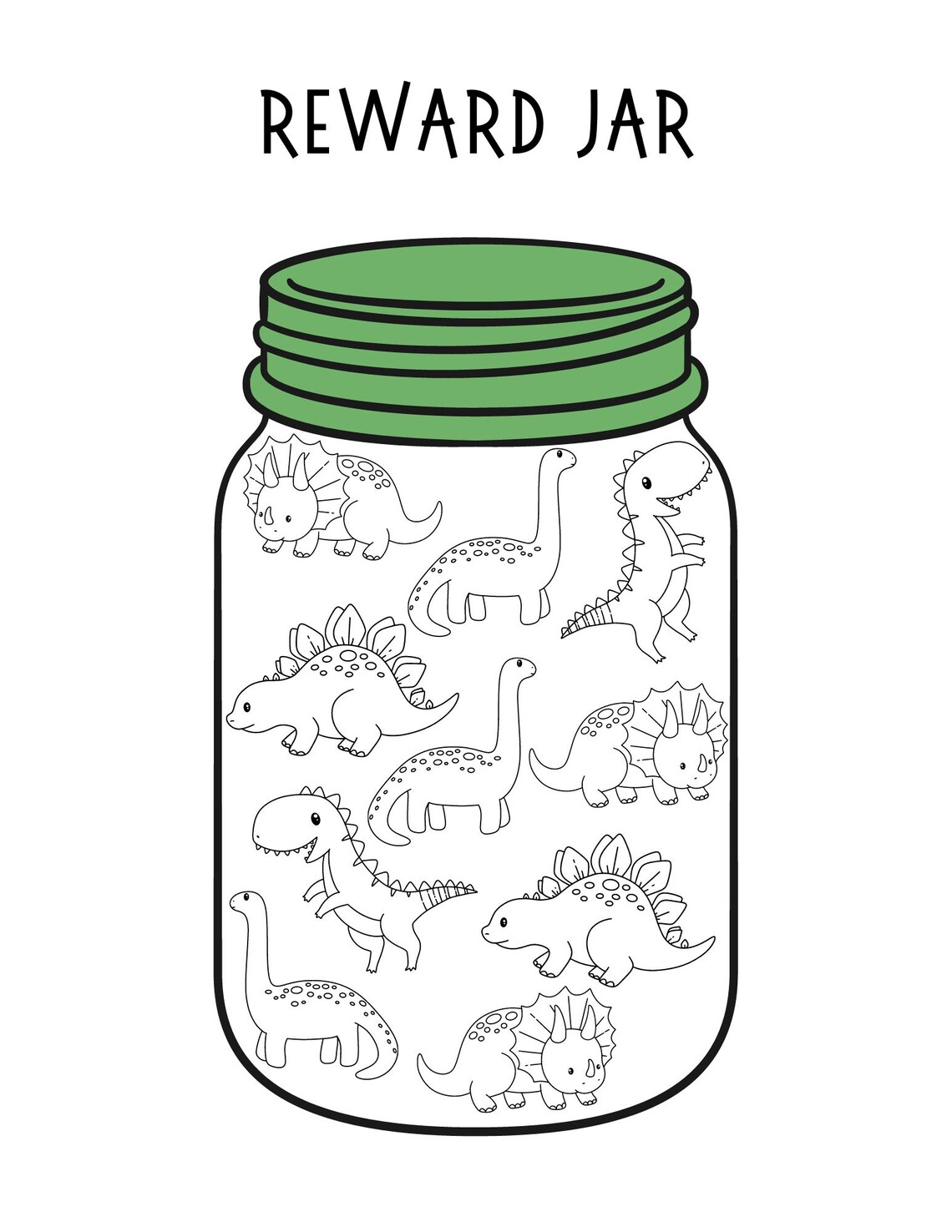 10 Dinosaurs Reward Jar, Reward Chart Printable, Marble Jar Printable ...