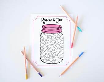 50 Marbles Kids Printable Reward Jar, Kids Reward Chart, Marble Jar ...