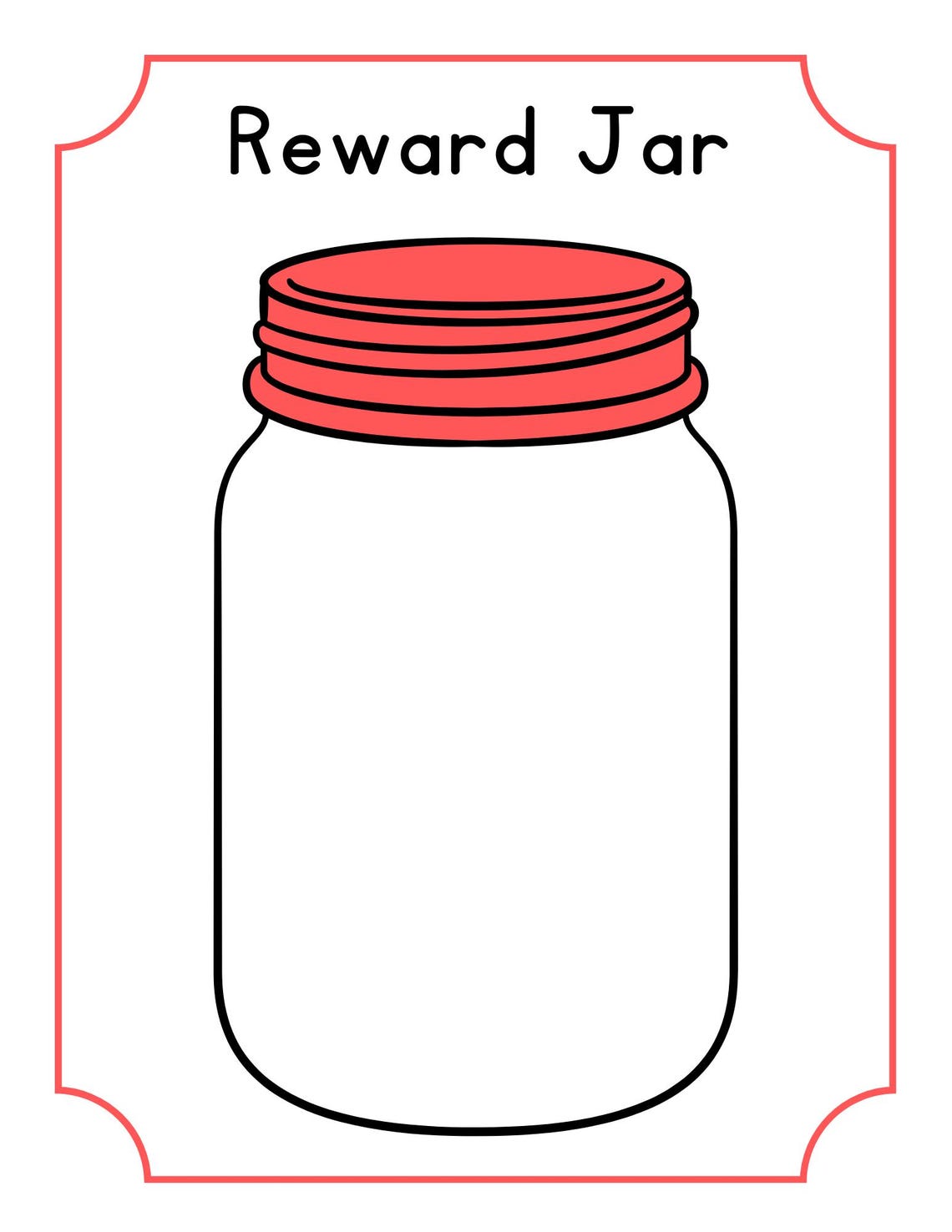 Empty Kids Reward Jar Printable, Kids Reward Chart, Toddler Reward Jar ...