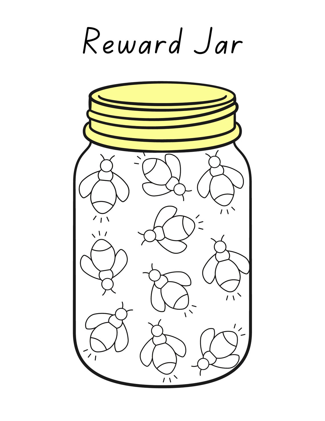 10 Fireflies Reward Jar, Reward Chart Printable, Marble Jar Printable ...