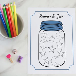 Kids Printable Reward Jar, Reward Chart Printable, Marble Jar Printable ...