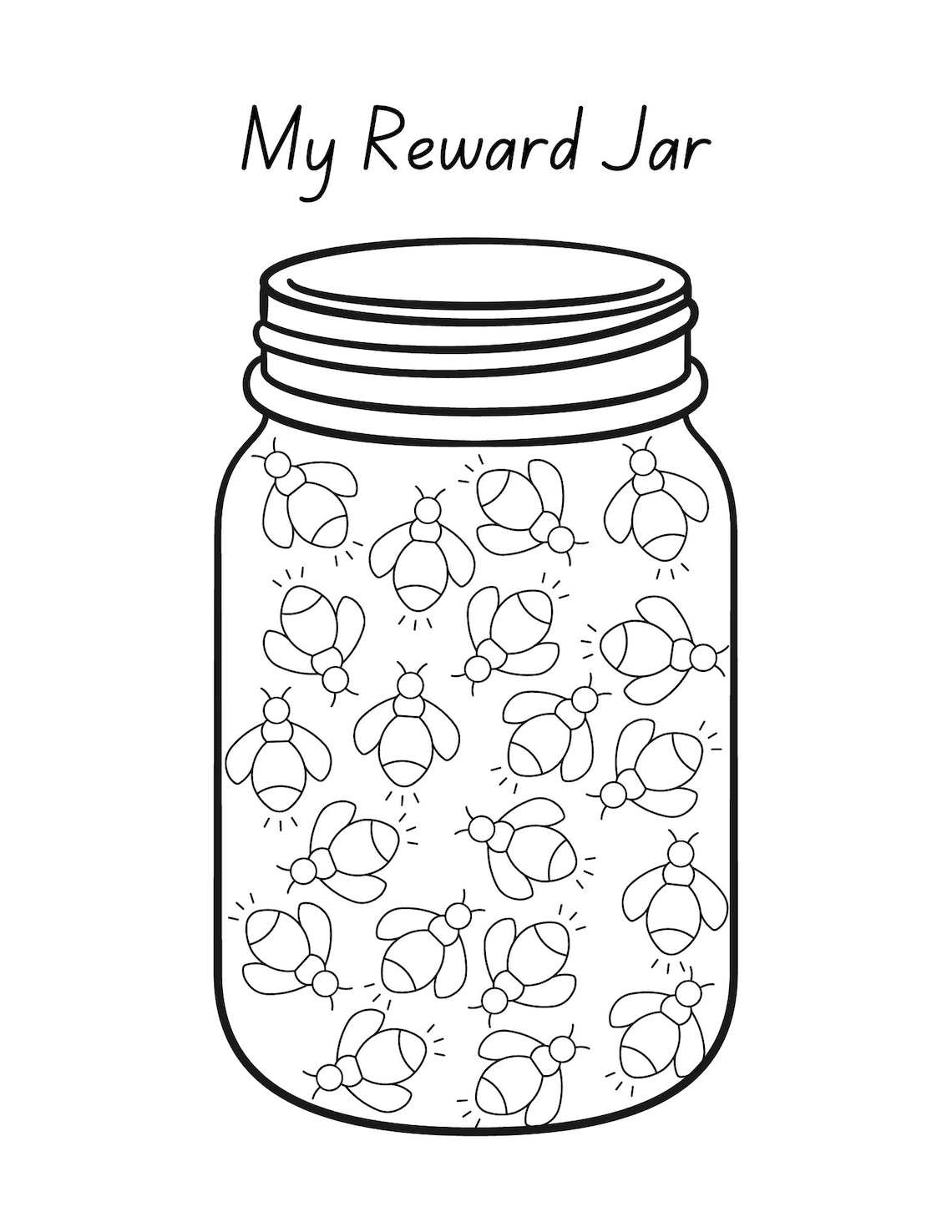 20 Fireflies Reward Jar Printable Coloring Page Download - Etsy