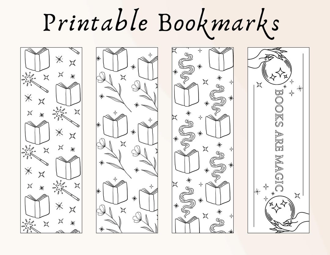 Printable Coloring Bookmarks Set, Color in Bookmarks, Bookmark Coloring ...