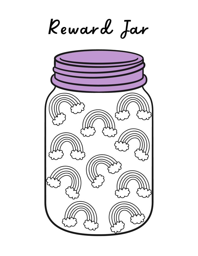 10 Rainbow Reward Jar, Reward Chart Printable, Marble Jar Printable ...