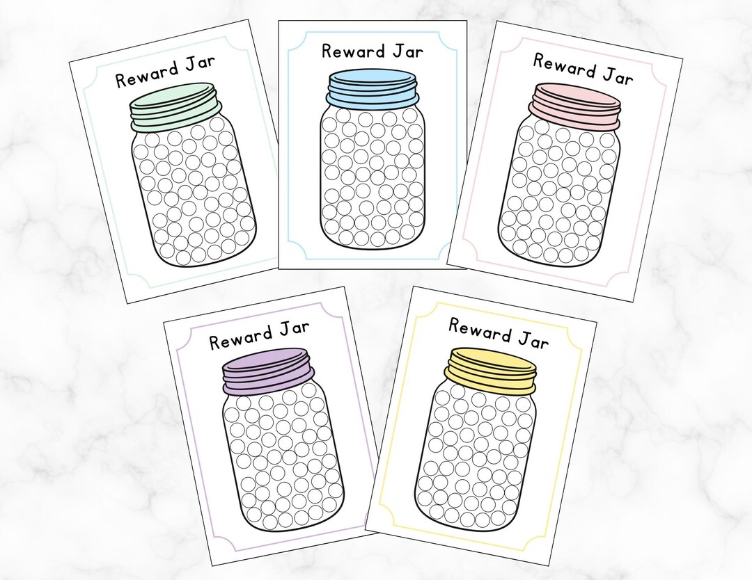50 Marbles Kids Printable Reward Jar, Kids Reward Chart, Marble Jar ...