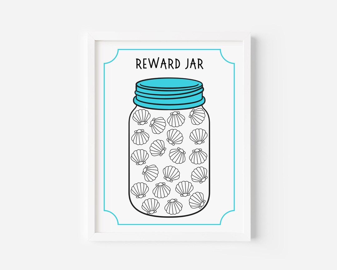 20 Shells Kids Printable Reward Jar, Kids Reward Chart, Kids Points ...