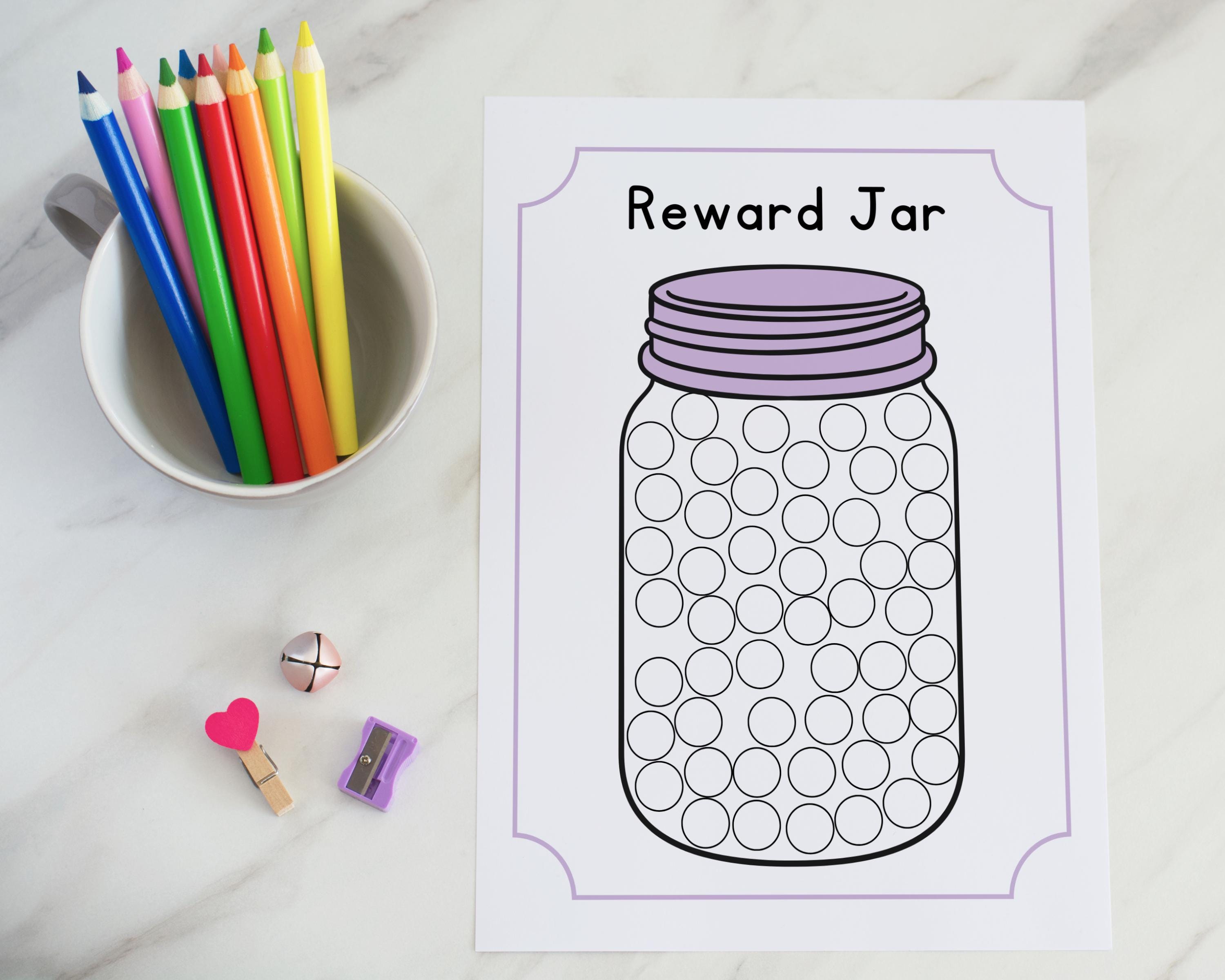 50 Marbles Kids Printable Reward Jar, Kids Reward Chart, Marble Jar ...
