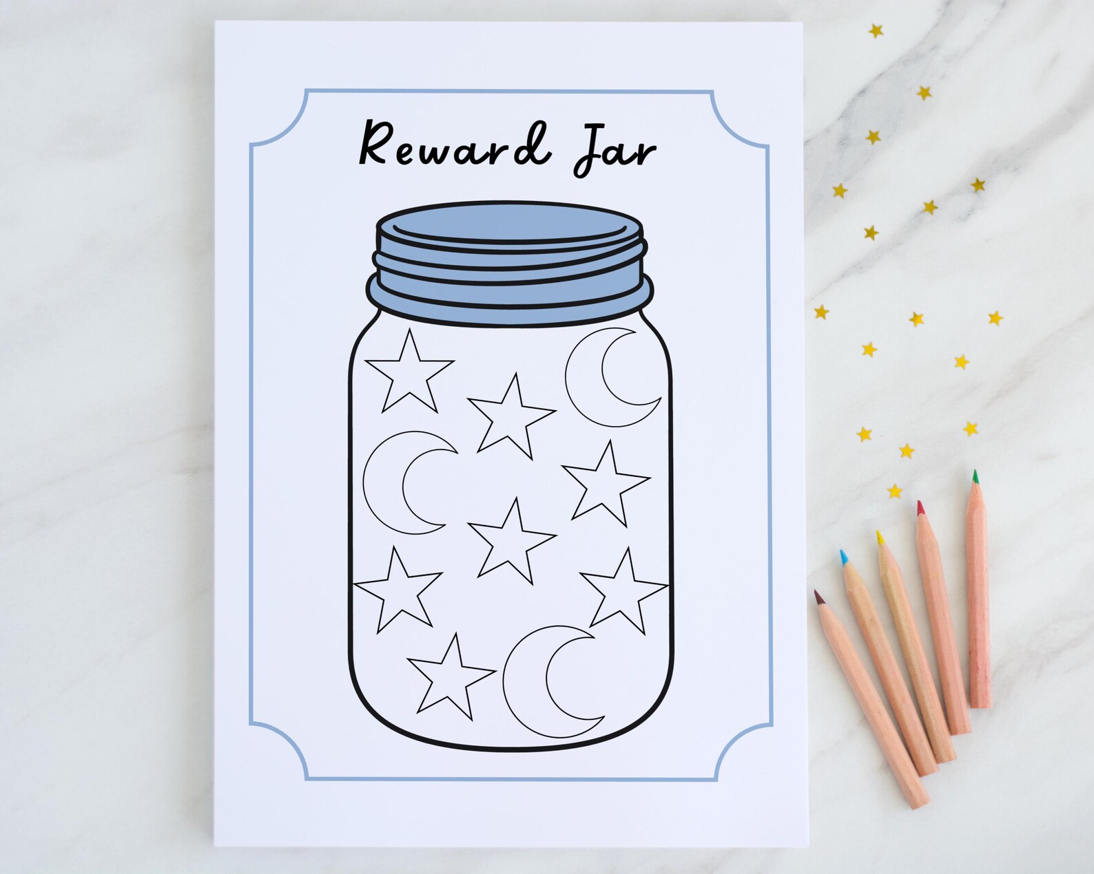 Kids Printable Reward Jar, Reward Chart Printable, Marble Jar Printable ...