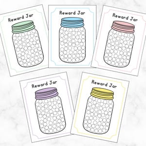 50 Marbles Kids Printable Reward Jar, Kids Reward Chart, Marble Jar ...