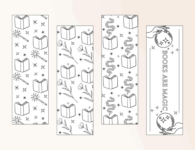 Printable Coloring Bookmarks Set, Color in Bookmarks, Bookmark Coloring ...