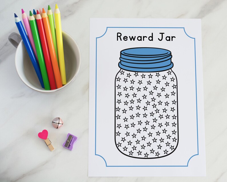 100 Stars Kids Reward Jar, Kids Reward Chart, Kids Points Chart, Marble ...