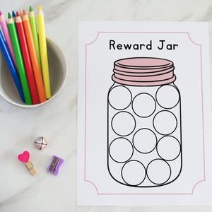 Kids Printable Reward Jar, Kids Reward Chart, Marble Jar, Reward Chart ...