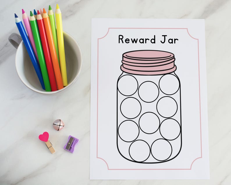 Kids Printable Reward Jar, Kids Reward Chart, Marble Jar, Reward Chart ...