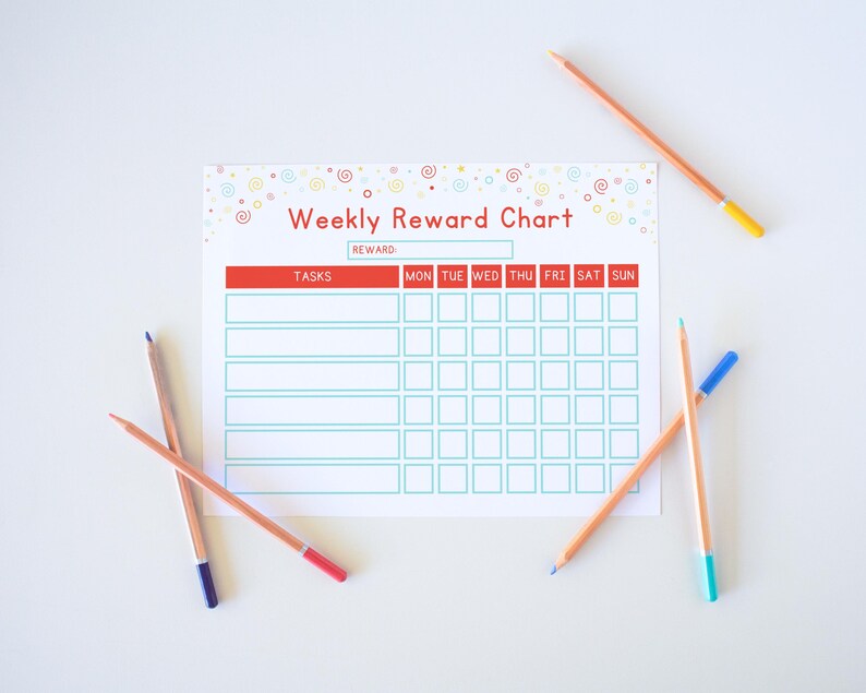 Weekly Reward Chart Printable, Kids Reward Chart, Kids Behavior Chart ...