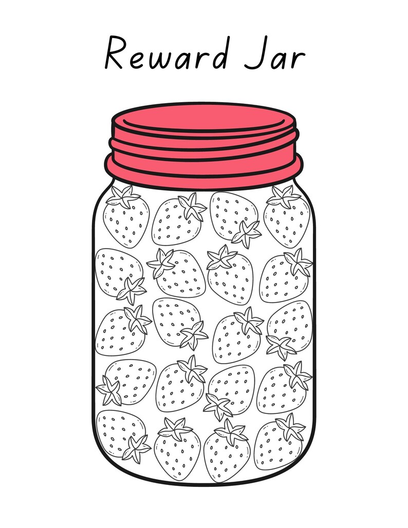 20 Strawberries Reward Jar, Reward Chart Printable Digital Download - Etsy