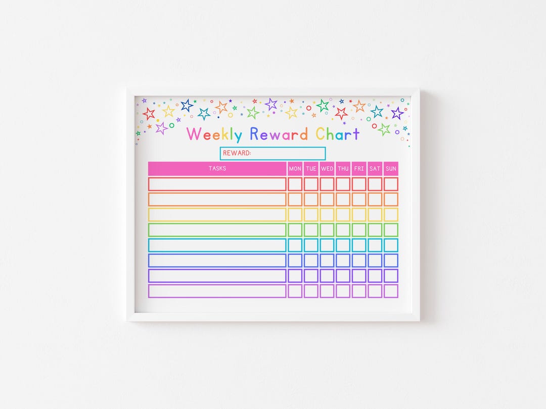 Kids Weekly Reward Chart Printable, Positive Reinforcement, Editable ...