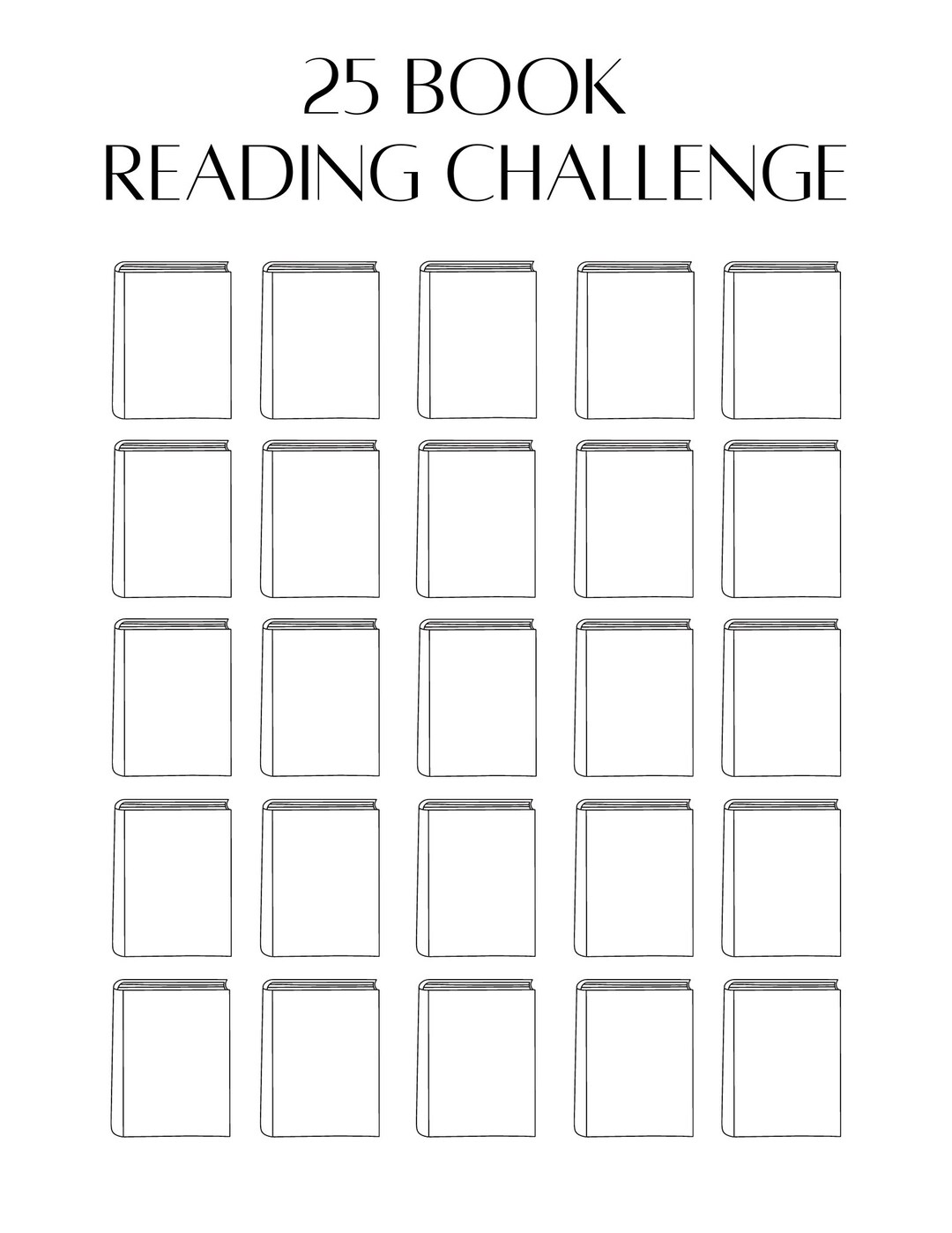 25 Book Reading Challenge Printable - Etsy