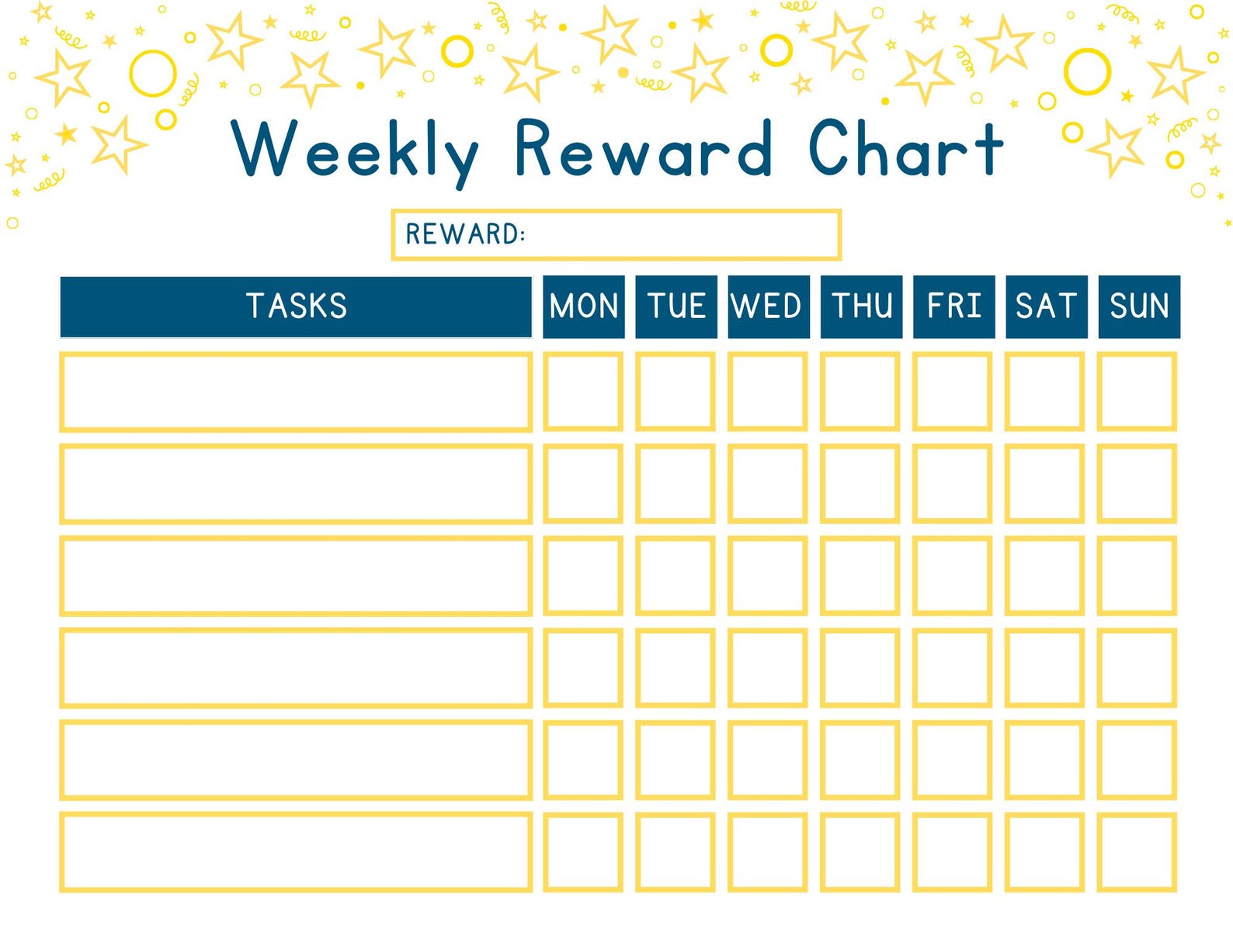 Weekly Reward Chart Printable, Kids Reward Chart, Toddler Printable ...