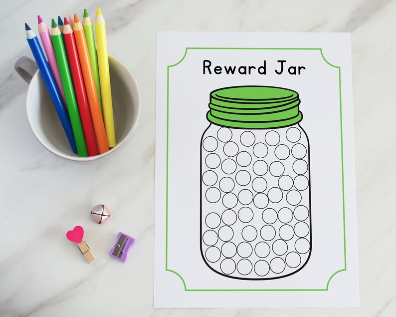 50 Marbles Kids Printable Reward Jar, Kids Reward Chart, Marble Jar ...