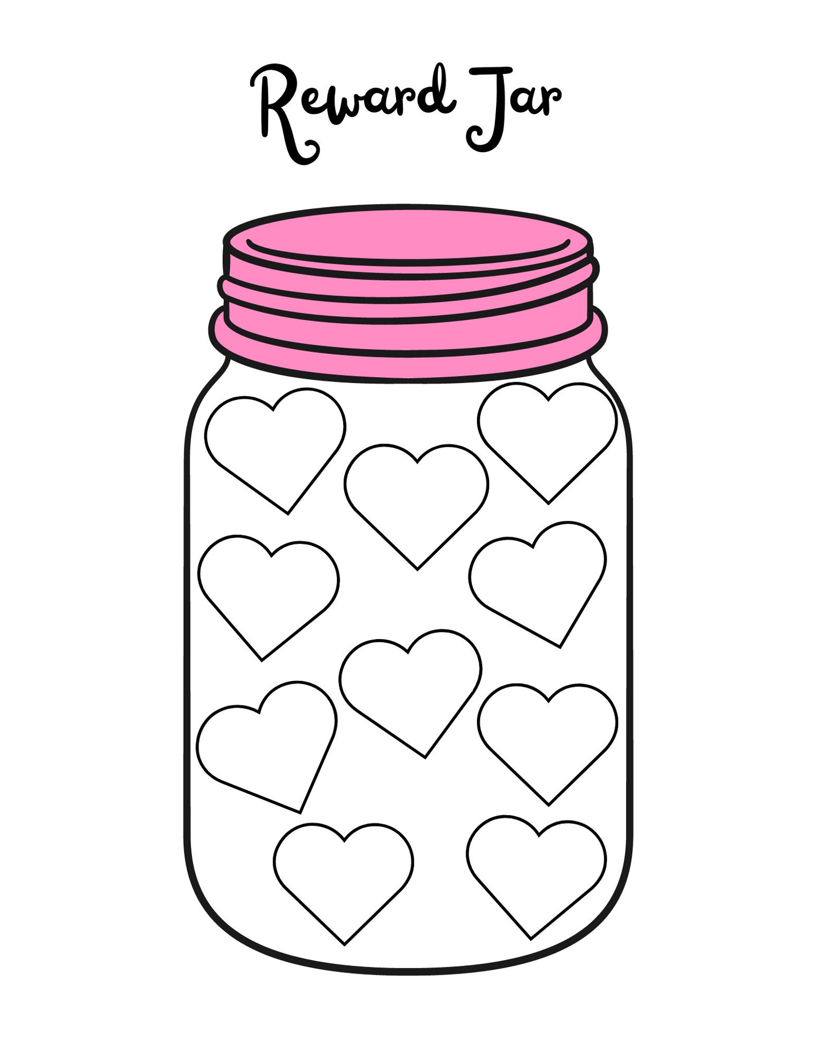 10 Hearts Reward Jar, Reward Chart Printable, Marble Jar Printable ...