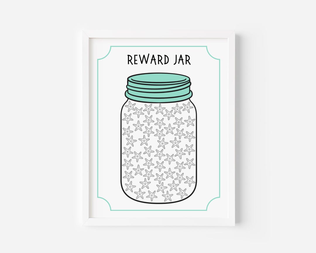 50 Starfish Kids Printable Reward Jar, Kids Reward Chart, Kids Points ...