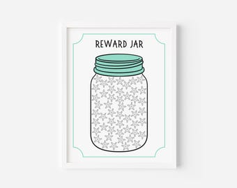 50 Marbles Kids Printable Reward Jar, Kids Reward Chart, Marble Jar ...