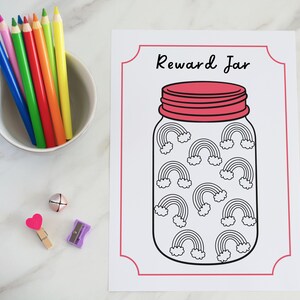 Kids Printable Reward Jar, Reward Chart Printable, Marble Jar Printable ...