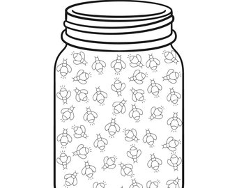 20 Fireflies Reward Jar Printable Coloring Page Download - Etsy
