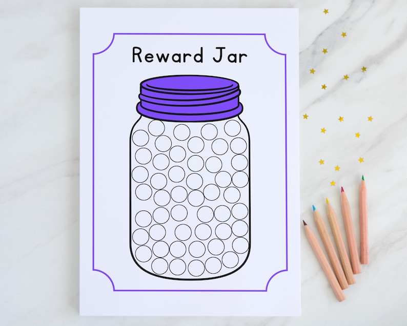 50 Marbles Kids Printable Reward Jar, Kids Reward Chart, Marble Jar ...
