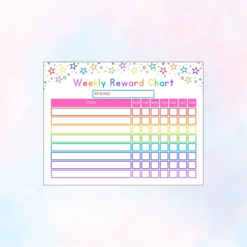 Kids Weekly Reward Chart Printable, Positive Reinforcement, Editable ...