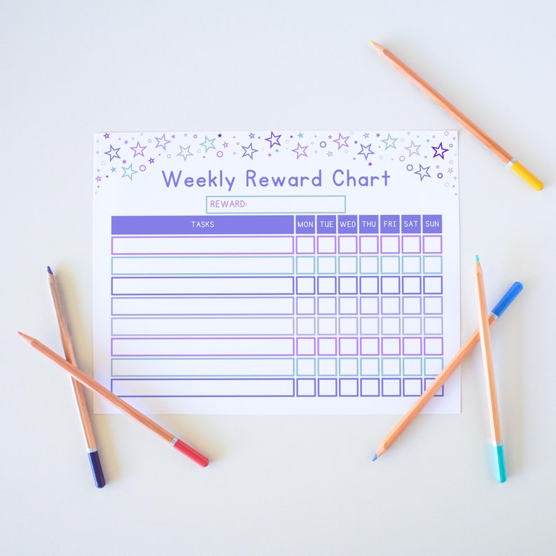 Kids Weekly Reward Chart Printable, Kids Habit Tracker, Positive ...