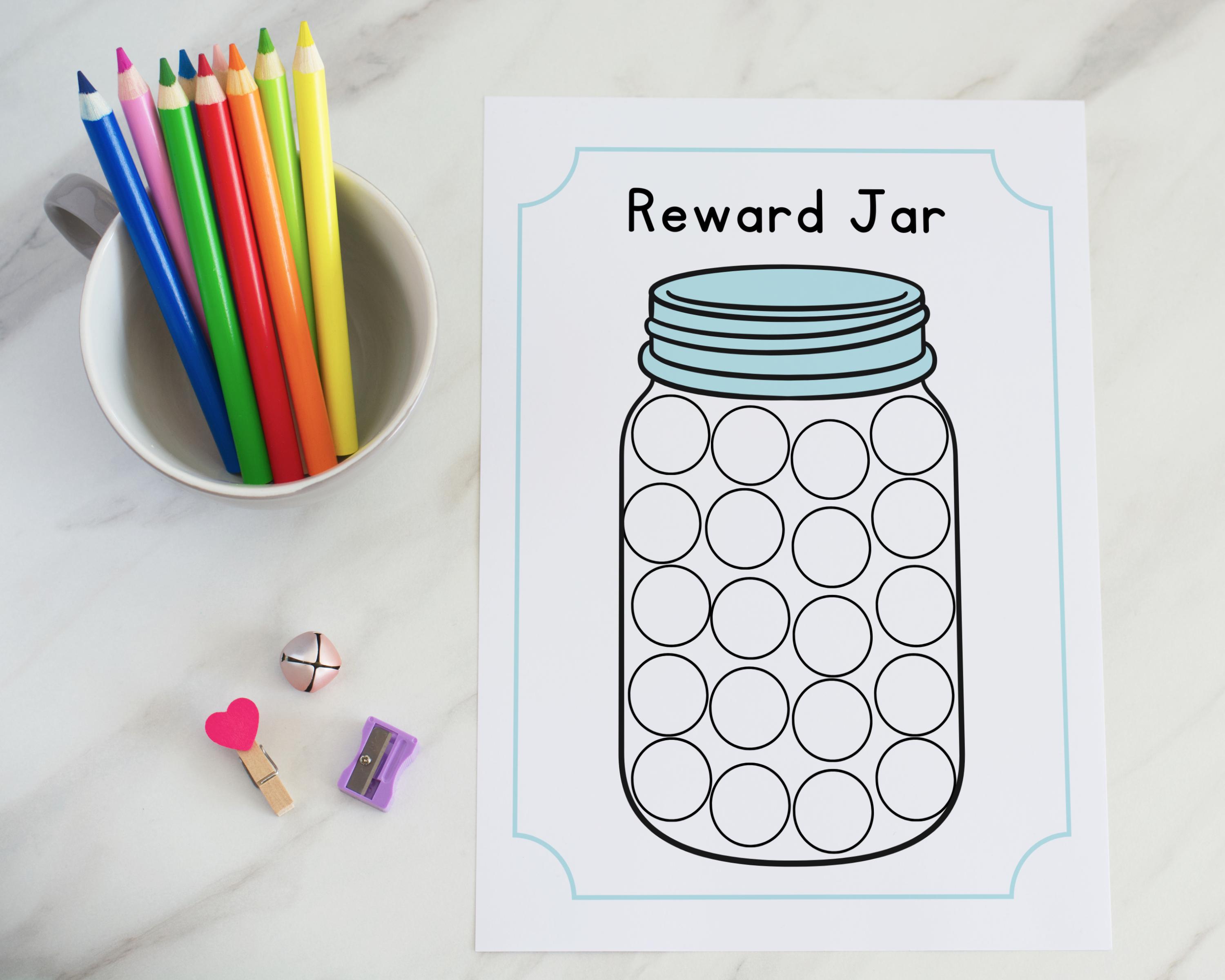 20 Marbles Kids Printable Marble Jar, Kids Reward Jar Printable, Kids ...