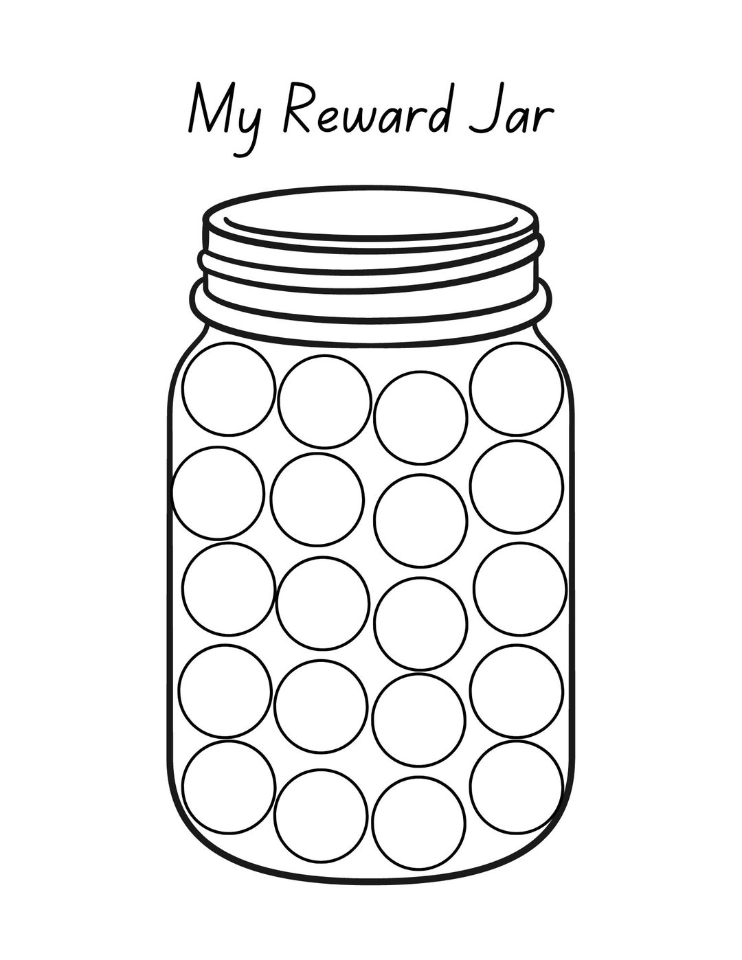 20 Marbles Reward Jar Printable Coloring Page - Etsy