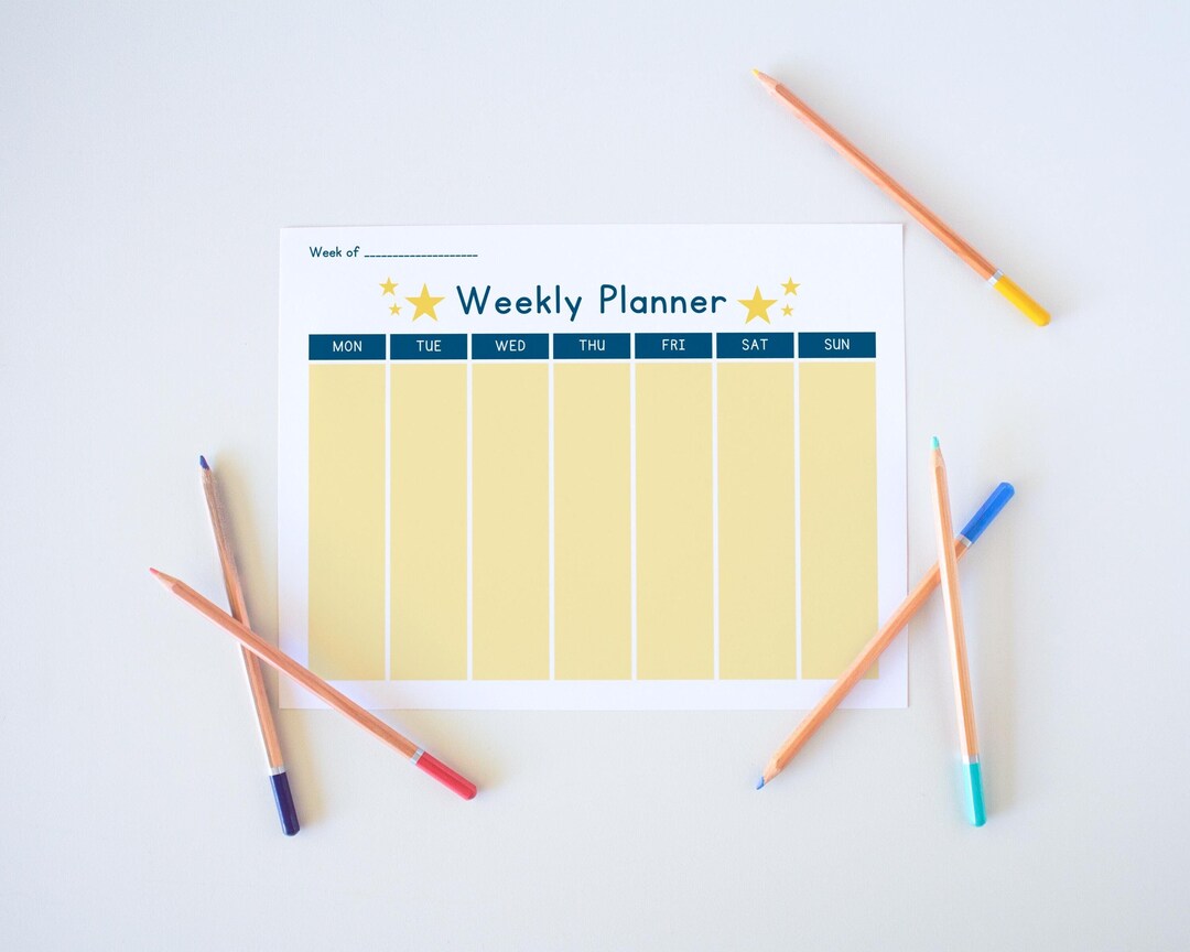 Kids Weekly Planner Printable, Kids Weekly Agenda, Kids Weekly Schedule ...