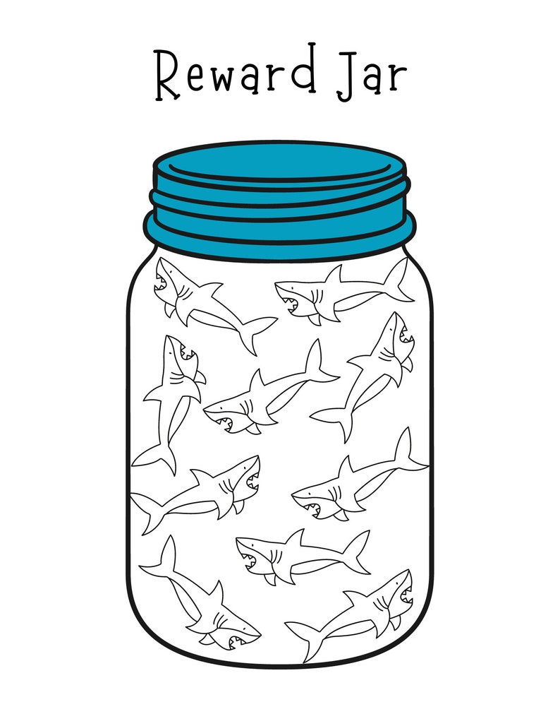 10 Sharks Reward Jar, Reward Chart Printable, Marble Jar Printable ...