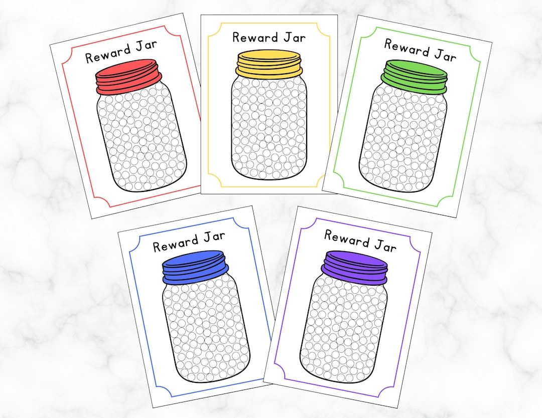 100 Marbles Kids Printable Reward Jar, Kids Reward Chart, Marble Jar ...