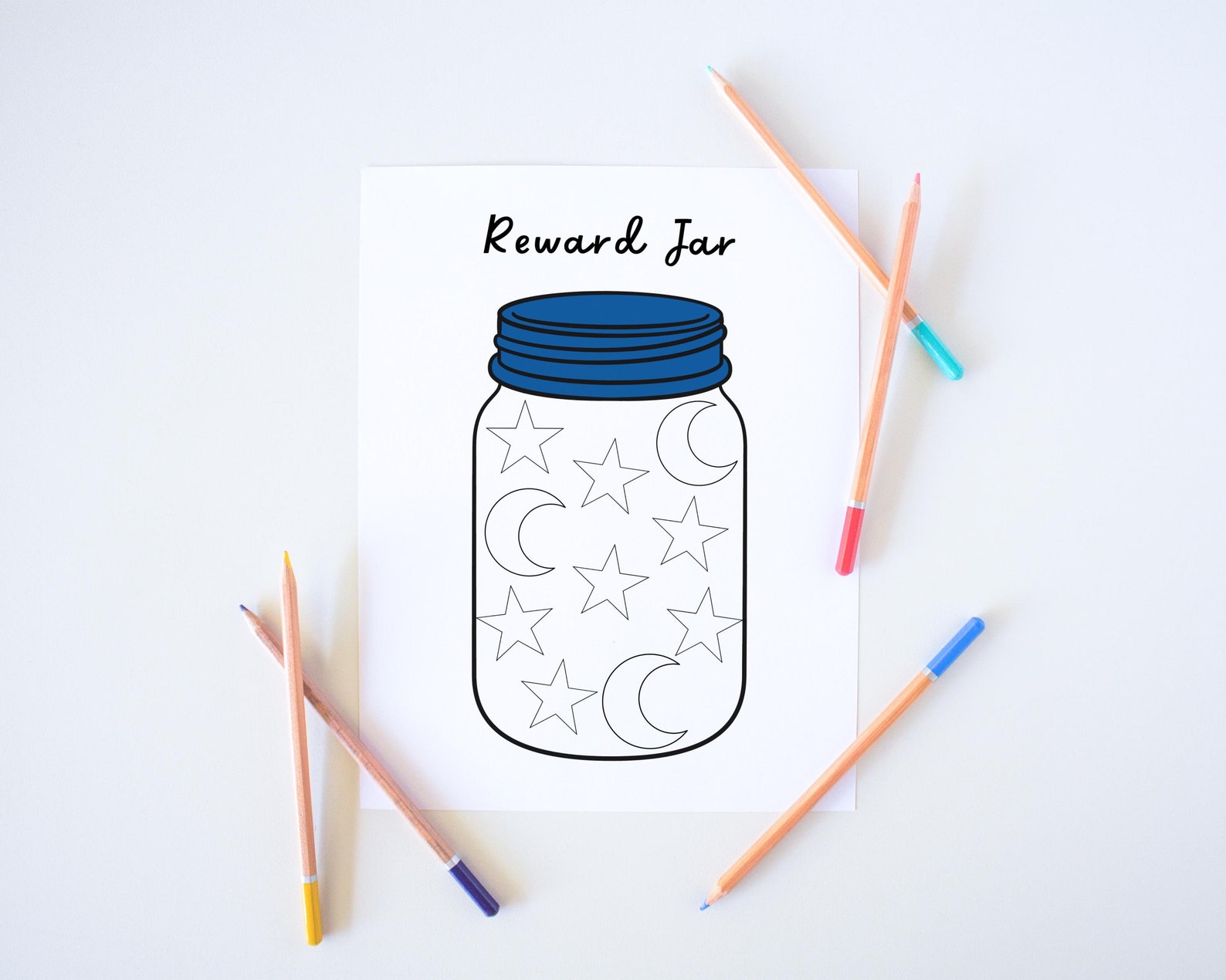 Stars and Moons Reward Jar, Reward Chart Printable, Marble Jar ...