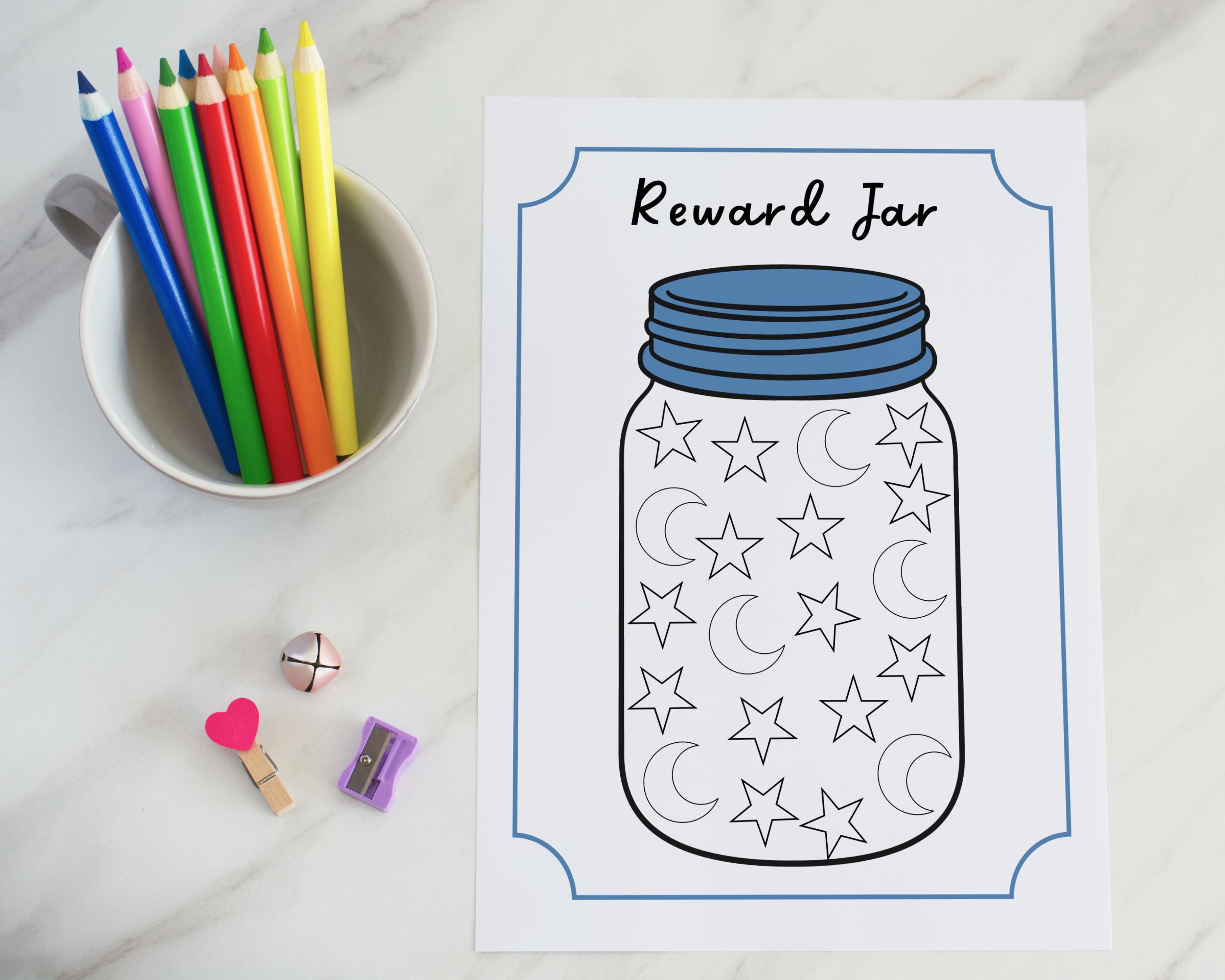 Kids Printable Reward Jar, Kids Reward Chart, Marble Jar, Star Jar ...
