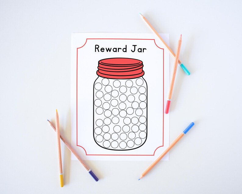 50 Marbles Kids Printable Reward Jar, Kids Reward Chart, Marble Jar ...