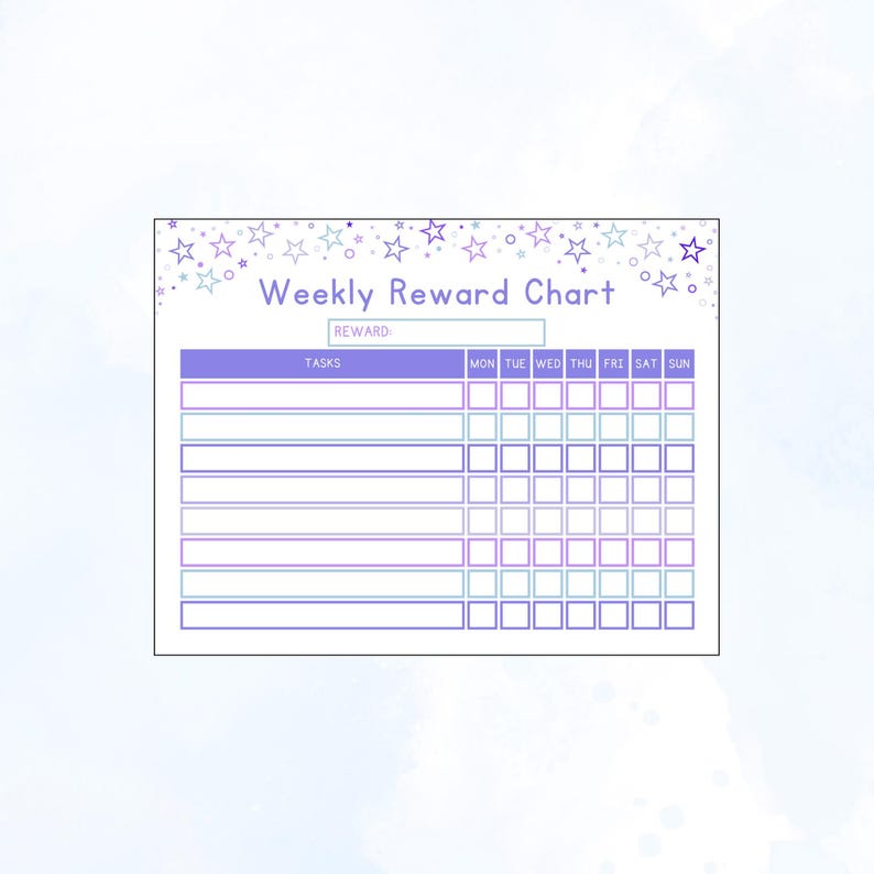Kids Weekly Reward Chart Printable, Kids Habit Tracker, Positive ...