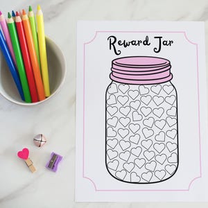 Kids Printable Reward Jar, Kids Reward Chart, Marble Jar, Kids Points ...