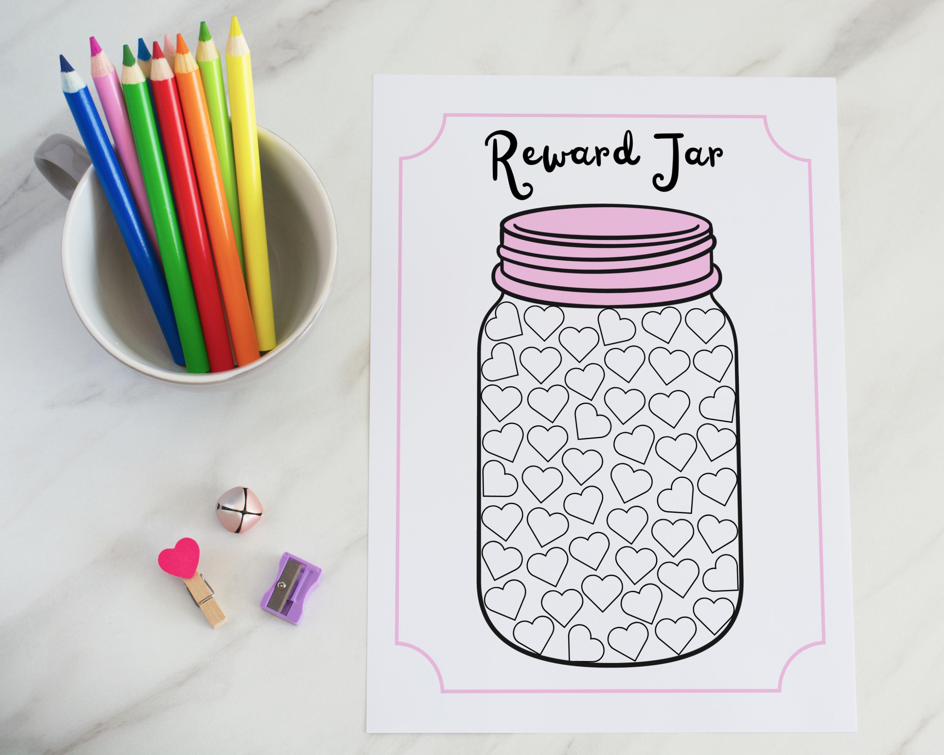 Kids Printable Reward Jar, Kids Reward Chart, Marble Jar, Kids Points ...