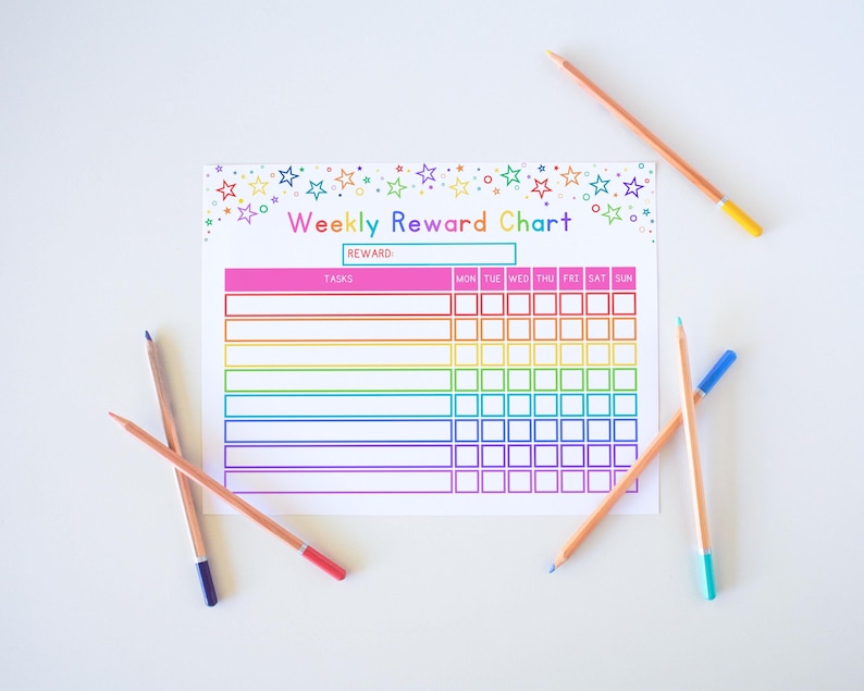 Kids Weekly Reward Chart Printable, Positive Reinforcement, Editable ...